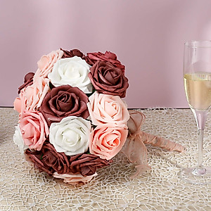 LIVILAN Dusty Rose Flowers Artificial Flowers Fake Roses Bulk Artificial Pink Flowers for Decoration Cakes Wedding Bouquets Party Table Centerpieces Floral Arrangements Home Decor Ornaments