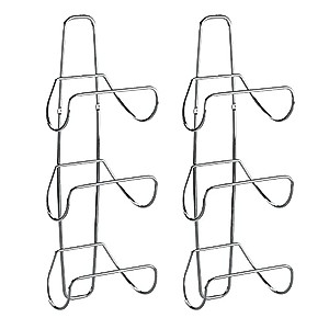 mDesign Metal Wall Mount 3 Level Bathroom Towel Rack Holder & Organizer - for Storage of Towels, Washcloths, Hand Towels, Robes - 2 Pack - Chrome