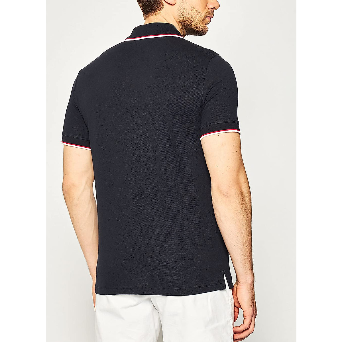 A|X ARMANI EXCHANGE mens Short Sleeve Jersey Knit Polo Shirt, Navy Blue, Medium US