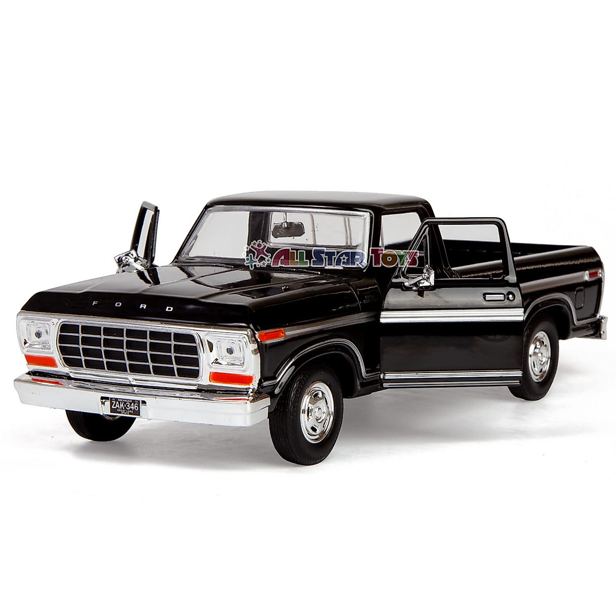 Motormax 1979 Ford F-150 Pickup Classic F150 Pick Up Truck 1:24 Diecast Collectible Model Car Black 79346 All Star Toys Exclusive