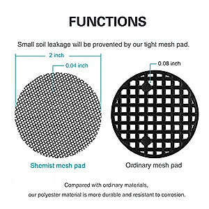 shemist 100PCS Pot Hole Mesh Pad, Bonsai Pot Bottom Grid Mat Mesh, Plant Drainage Screens Gasket, Round Drainage Mesh Hole Screens Keep Soil from Flowing Away, 2 Inch