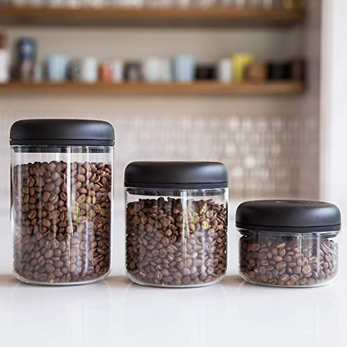 Fellow Clear Glass Atmos Bundle - Bundle of 3 Clear Glass Atmos Vacuum Canisters in 1.2 L, 0.7 L, 0.4 L Sizes