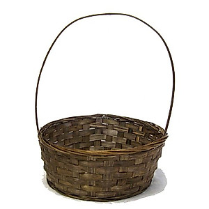 The Lucky Clover Trading 12 Inch Round Bamboo Basket with Handle