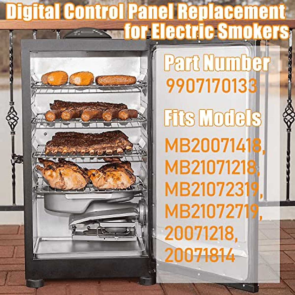 Replacement 9907170133 Part for Masterbuilt Electric Smoker Control Panel, Masterbuilt Replacement Parts Digital Control Board Compatible with 21072719 20071218 21071218 20071418 21072319 21072719