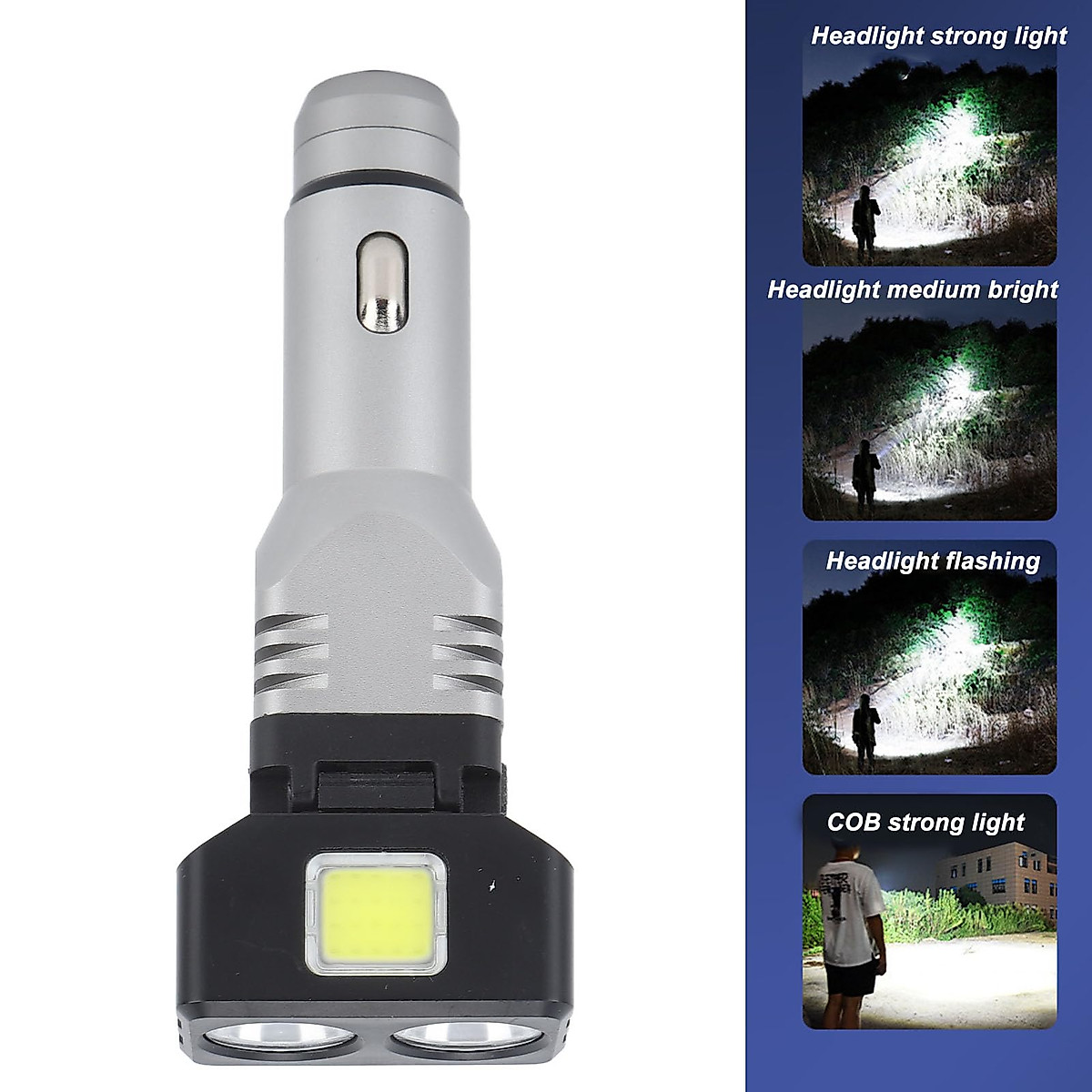 Car Plug in Flashlight Rechargeable Dual Light Source Super Bright Mini Handheld Automobile Charged Emergency Torch (Dual Lights)