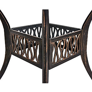 QUYZE Patio Dining Table, 35" Outdoor Patio Table with Umbrella Hole Bronze Square Cast Alluminum Patio Metal Dining Table, Outdoor Furniture for Backyard Lawn Balcony Deck