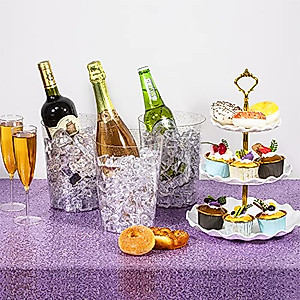 12 Pack Disposable Plastic Ice Bucket For Parties, Gold Glitter Clear Wine Cooler for Wedding, Good as One Large Champagne Chiller Or Classic Wine Bottle Chiller