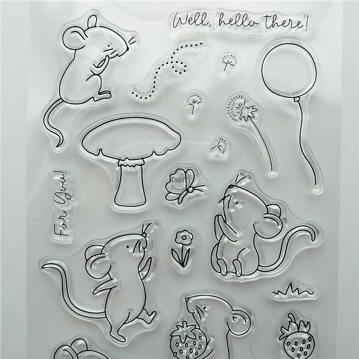 DzIxY Strawberry Mouse Clear Stamps and Metal Cutting Dies Sets for Card Making Scrapbooking Paper Supplies Silicone Seals Storage Pockets