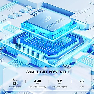 Beelink SEI12 Mini PC Intel Core i5 Processors i5-12450H (up to 4.4GHZ),Mini Computer with 16GB DDR4 RAM 500GB M.2 Pcle 4.0 NVMe 2280 SSD,Dual Screen Display/HDMI+DP/WiFi6/BT5.2,Auto Power On