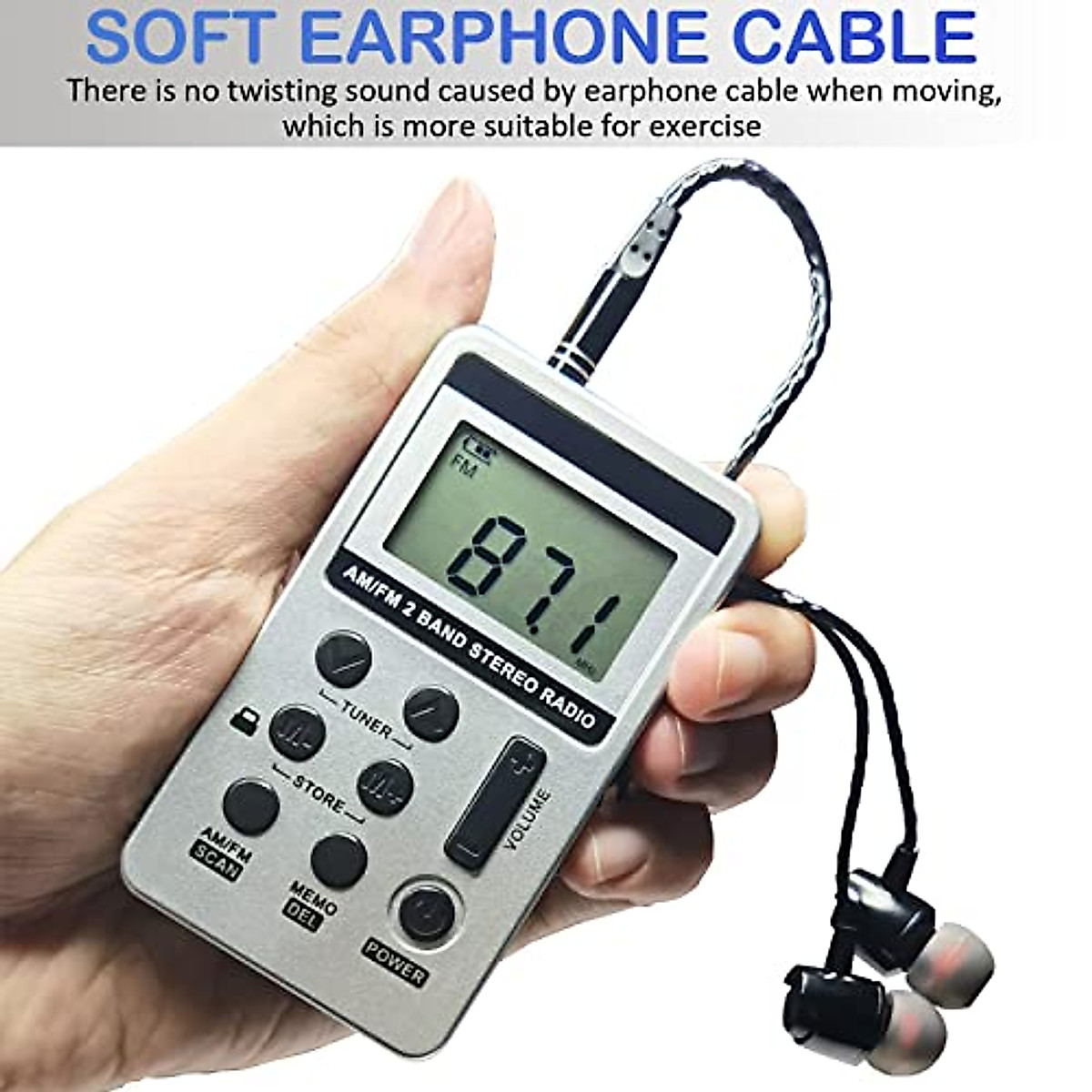 SWDSTP Portable AM FM Radio, Walkman Radio with Digital Tuning LCD Display, Rechargeable Pocket Radio with Earphone, Small Radio with Detachable Belt Clip for Walking, Jogging