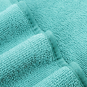 POLYTE Microfiber Quick Dry Lint Free Bath Towel, 57 x 30 in, Pack of 4 (Aqua)