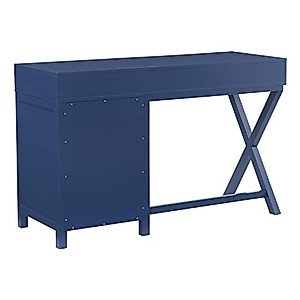 Linon Sadie Navy Blue Modern Classic Side Storage Desk