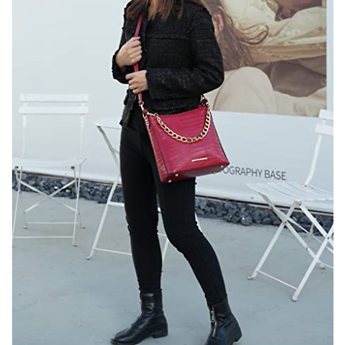 MKF Collection Shoulder Bag for Women, Faux Crocodile-Embossed Vegan Leather, Hobo Handbag Messenger Purse