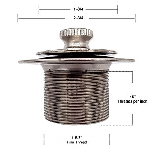Westbrass A941K-01 1-3/8" Fine Thread Twist & Close Bathtub Drain Trim with One-Hole Overlfow Faceplate and Universal Adaptor, Polished Brass