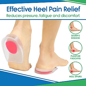 ViveSole Heel Cups for Kids for Pain Relief (2 Pairs) - Gel Cushions for Severs Disease, Plantar Fasciitis, Bone Spur - Silicone Inserts for Shoes, Orthopedic Shock Absorbing Pads for Support