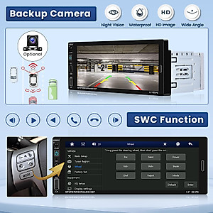6.9 Inch Wireless Apple Carplay Car Stereo Single Din Touchscreen Car Radio with Bluetooth 5.0, Wireless Android Auto, Mirror Link, FM, EQ, Car Audio Receivcer with USB/Type-C/Aux Input, Mic, SWC