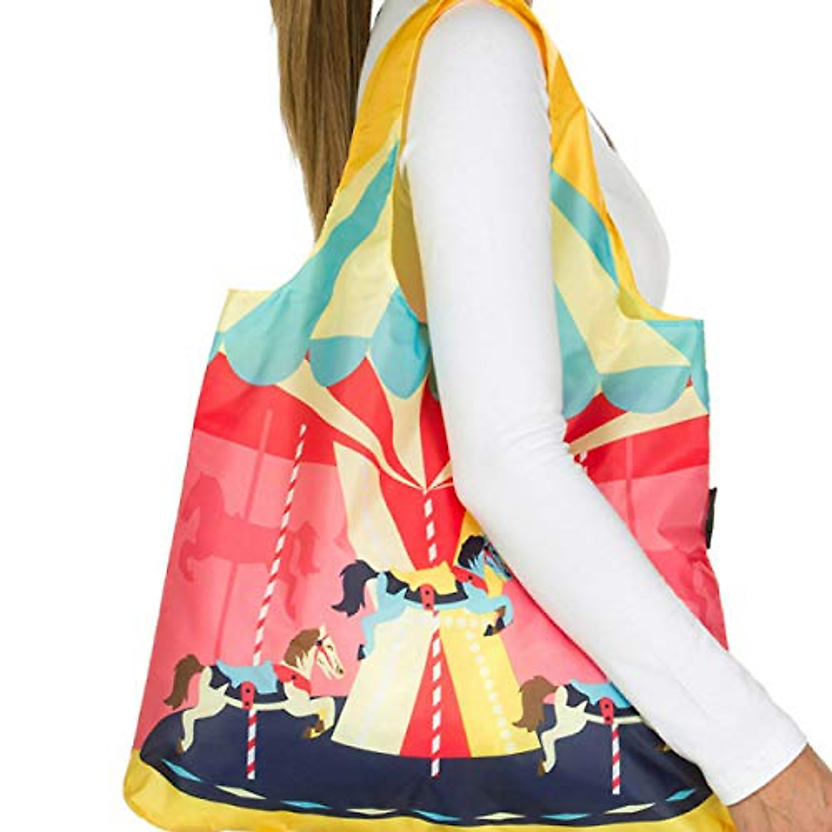 Envirosax Reusable Grocery Bags- Set of 3 Cute Retro-Designs, Foldable Quality Shopping Tote Bag, Eco-Friendly Polyester Washable For Travel, Shopping Multi use