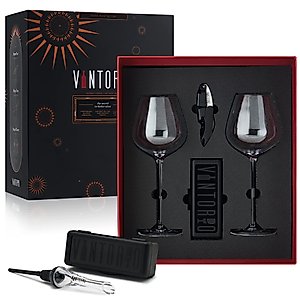 Vintorio Wine Glass, Aerator, and Corkscrew Set Essential Wine Gift Box - Open, Decant, and Enjoy