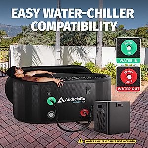 XXL Ice Bath Tub for Athletes, Compatible with Water Chillers, 216-Gallon Inflatable Cold Plunge Tub with Insulated Lid, Thermometer, Water-Absorbent Mat, Portable for Outdoor & Indoor Recovery