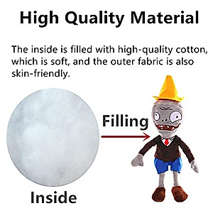 JHESAO 12" PVZ Plush Conehead Zombies Brown Coat Toys PVZ 1 2 Stuffed Soft Doll Roadblock Conehead Zombie New