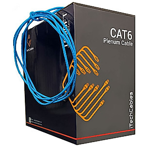 iTechCables, CAT6 Plenum Bulk Ethernet Cable 1000ft (CMP Rated) | Network Analyzer Test Passed | 23AWG 4Pair Solid, 550-MHz | Unshielded Twisted Pair (UTP) | Up to 10 Gigabit, Blue