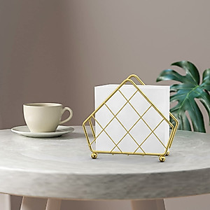 Lxmons Vertical Napkin Holder for Dining Table Décor, Freestanding Metal Paper Holder for Kitchen Countertop, Heavy Duty Napkin Paper Organizer, Durable Tissue Stand for Home Restaurant, Gold
