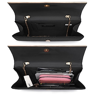 Dasein Women's Evening Bag Glitter Clutch Wedding Bridal Purse Sparkle Cocktail Party Prom Handbag (1-Black)