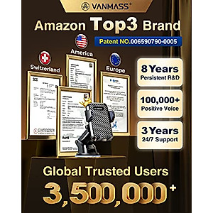 VANMASS Universal Car Phone Mount,【Patent & Safety Certs】 Upgraded Handsfree Stand, Phone Holder for Car Dashboard Windshield Vent, Compatible iPhone 13 12 11 Pro Max Xs XR X 8, Galaxy s20 Note 10 9