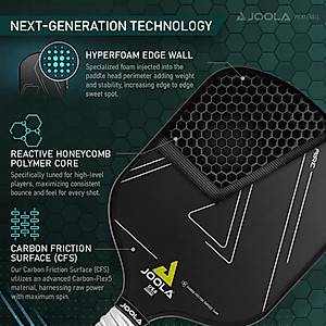 JOOLA Solaire Professional Pickleball Paddle with Carbon Friction Surface - Ideal Combination of Spin, Power, & Control - Pickleball Racket with Reactive Polypropylene Honeycomb Core 14mm