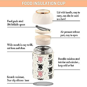 CUPADA Scratch Cats Cartoon Food Jar, Funny Kitten Insulated Hot Food Jars Vacuum 17OZ with Folding Spoon for Work Trip Picnic Camping