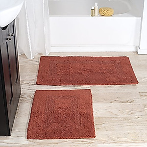 Bedford Home 100% Cotton 2 Piece Reversible Rug Set - Brick