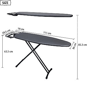 Duwee Ironing Board with Retractable and Adjustable Iron Rest, Steel Top Board with 10mm Thicken Felt Pad and Heat Resistant Cover, Heavy Duty Legs,14"x43"
