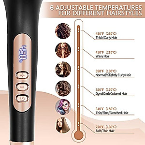 Hair Straightener Brush, Nicebay Ionic Hair Straightener Comb with 6 Temp,Auto-Off & Anti-Scald & Effective Hair Care, Fast Heating Hair Straightening Brush for Women
