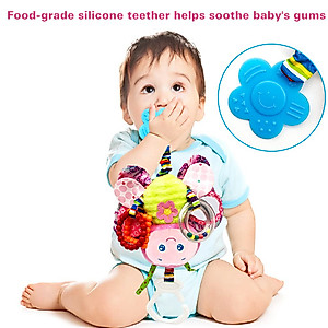 COLVWOFA Baby Hanging Rattles Toys for 0-18 Months with Teether, Clip on Toy for Stroller, Car Seat or Activity Gym, Newborn Toys Soft Cartoon Animal Gift Ideas