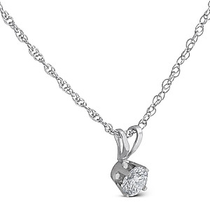 1/3ct Round Solitaire Pendant 14k White Gold Diamond Necklace