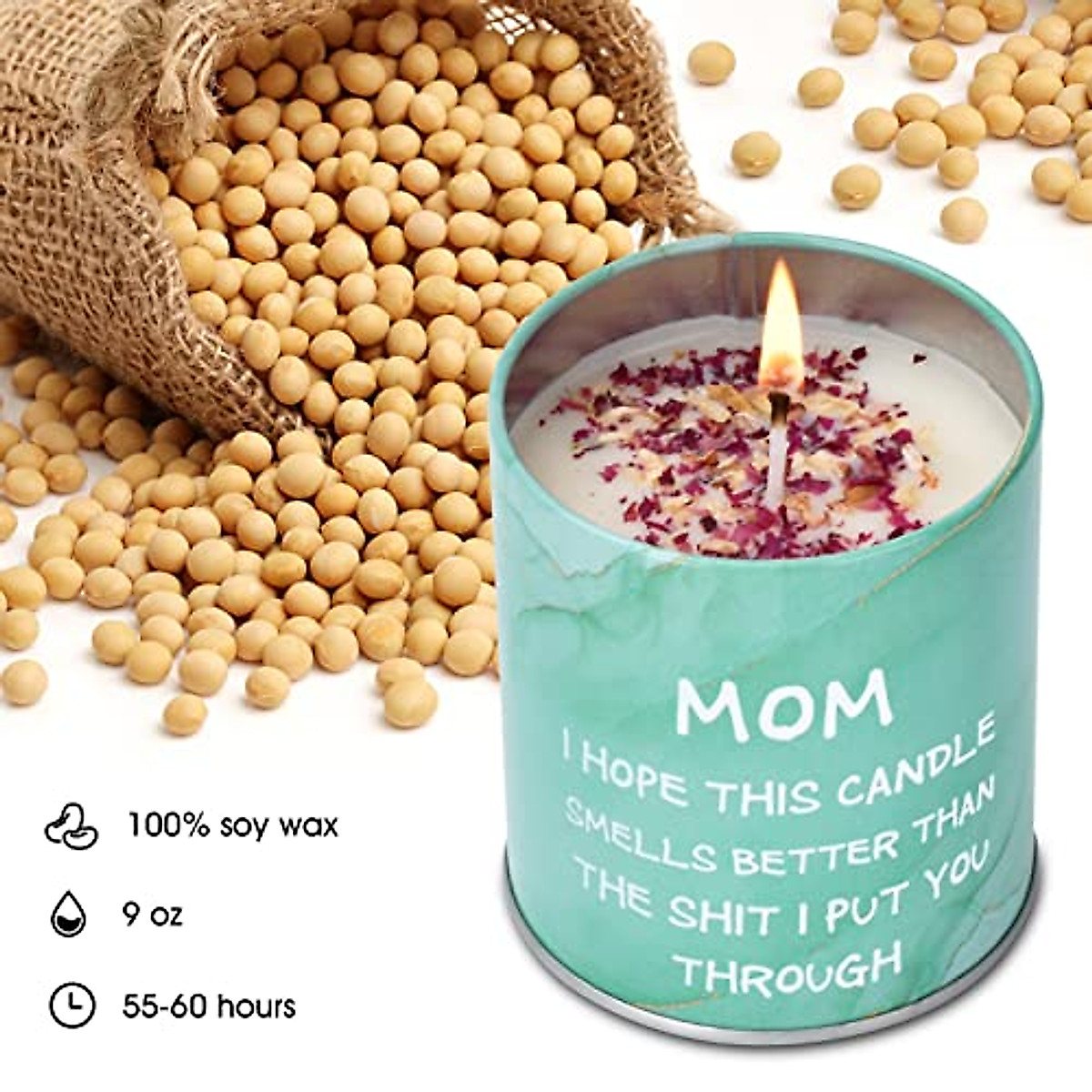 Scented Candles Gifts for Mom from Daughter, Son - Mothers Day Gifts - Mom Gifts, Unique Gifts for Women - Funny Birthday Christmas Gifts for Mom- Gardenia Scented Candles,9 oz