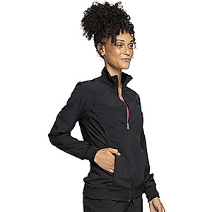 Cherokee Infinity Zip Front Scrub Jackets for Women, 4-Way Stretch Fabric 2391A, M, Black