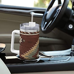 Xiexide 40oz Rustproof Indoor Ethnic Southwestern Totem Aztec Indian Tribal Double Walled Vacuum Insulatedith Handle And Straw,Hot & Cold Drinks