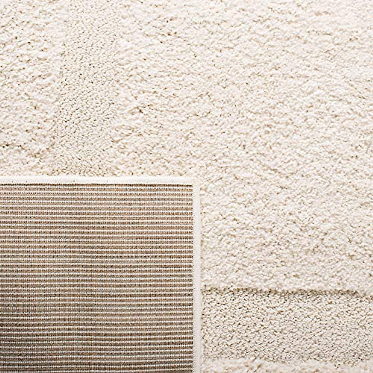 SAFAVIEH Florida Shag Collection Area Rug - 5'3" x 7'6", Creme & Creme, Border Design, Non-Shedding & Easy Care, 1.2-inch Thick Ideal for High Traffic Areas in Living Room, Bedroom (SG454-1111)