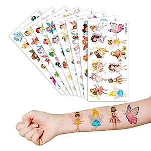 Fairy Temporary Tattoos Sticker for Kids 8 Sheet (93 Pcs) Fairy Themed Birthday Party Decorations Supplies Favors Gifts Ideas for Girls Boys Baby Showers Cute Fake Tattoo Classroom Reward Christmas