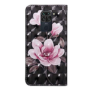 Asdsinfor Compatible with Xiaomi Redmi Note 9 Case 3D Stylish Wallet Case Credit Cards Slot with Stand for PU Leather Shockproof Flip Magnetic Compatible with Xiaomi Redmi Note 9 Pink Flower BX