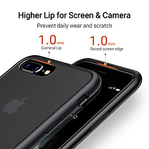 TORRAS Shockproof iPhone 8 Plus Case/iPhone 7 Plus Case, [Military Grade Drop Protection] [Upgraded Materials] Ultimate Delicate Touch and Translucent Matte Protective Case, Black