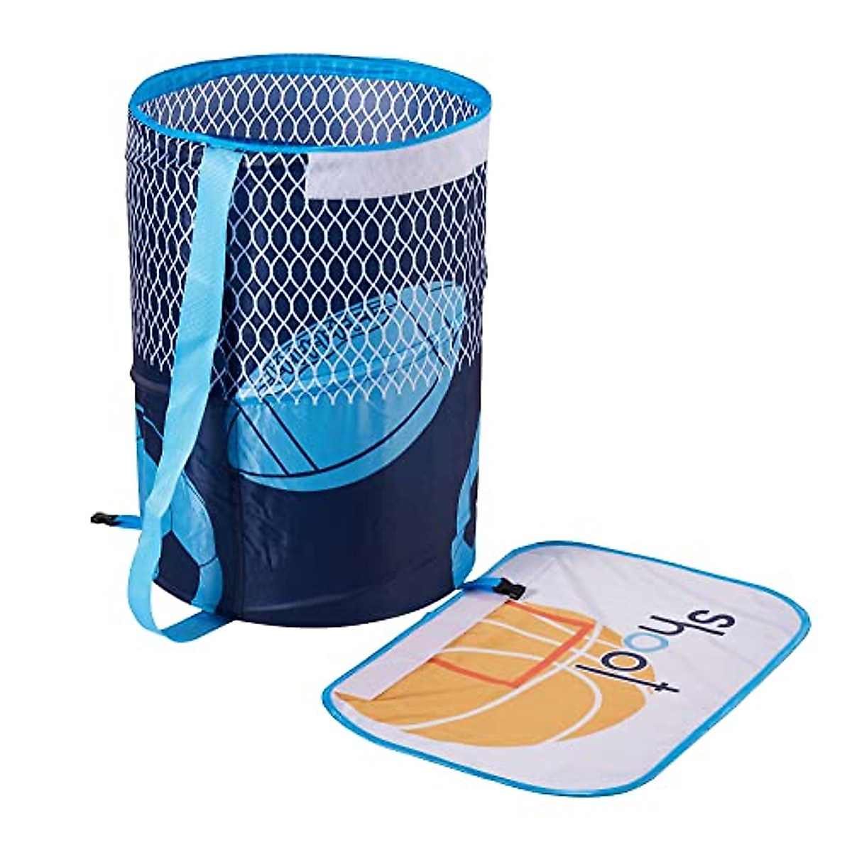 AO BLARE 14X19Inch Basketball Hoop Toy Bucket Laundry Basket Clothes Hamper Toys Basket Storage Bucket Folding Cylinder Laundry Basket Toy Box Organizer Storage Bag