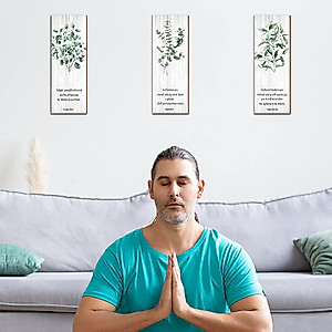 3 Pieces Bible Verses Wall Art Decor Christian Wall Art Wooden Christian Decorations for Home Rustic Christian Room Decor Farmhouse Scripture House Decor Christian Posters, 10 x 4 Inches