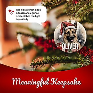 German Shepherd Personalized Dog Ornament - Pet Ornament for Christmas Tree - 3" Round Ceramic - Printed in USA - Choose from 200 Breeds - Dog Mom - Dog Dad - Xmas Decoration DOG0101