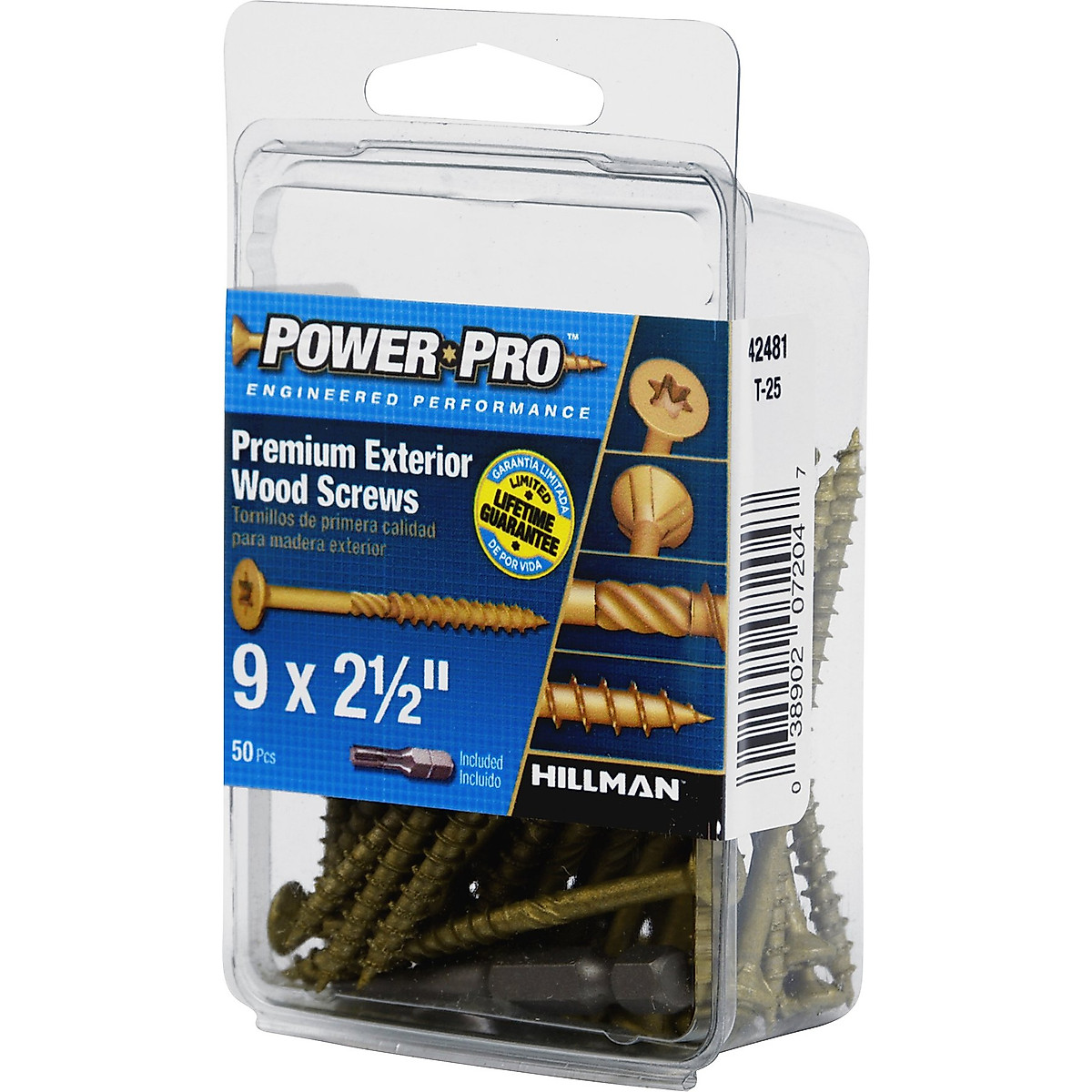 Hillman 42481 Power Pro Premium Exterior Wood Screw, 9 X 2 1/2-Inch, pack of 1 (50ps)