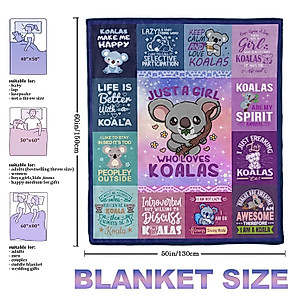 Ebmdsia Koala Gifts Blanket, Koala Gifts for Girls Boys, Koala Blanket for Girls Boys, Koala Soft Fleece Throw Blanket for Kids Adults, Koala Cozy Flannel Plush Blankets for Couch 50"X60"