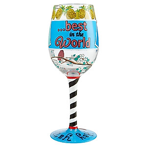 Enesco Designs by Lolita Carolina Girl Hand-Painted Artisan Wine Glass, 15 Ounce, Multicolor