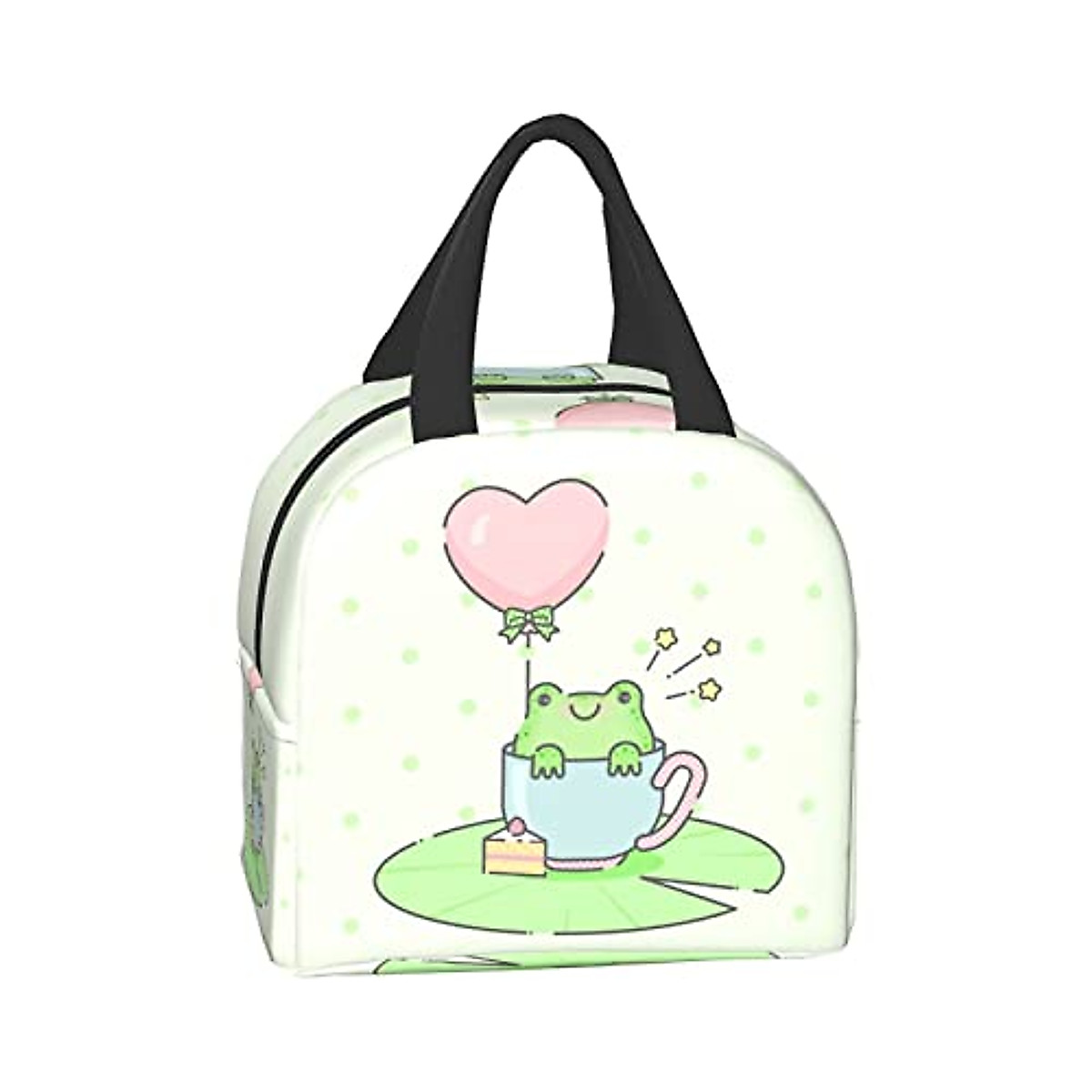 Ucsaxue Cute Baby Frog Lunch Bag Small Insulated Lunch Box with Front Pocket Cute Lunch Bags for Girls Boys Freezable Bento Box Women Men Lunch Boxes