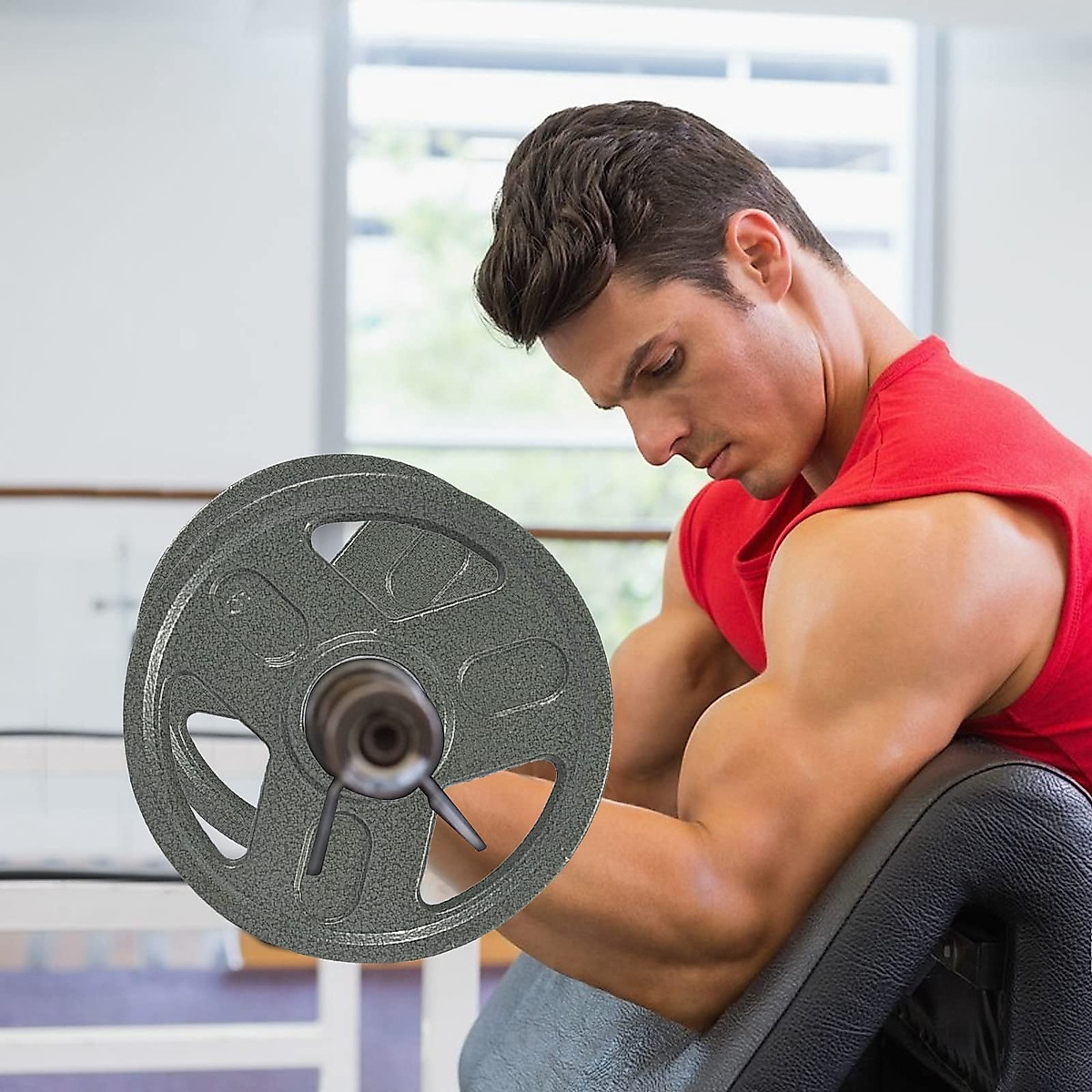 Three Grip Olympic Weight Plate Set, Standard Weight Plates Free Weights with 2-inch Hole for Strength Training Muscle Toning Weight Loss Multiple Choices Available (5LB Pair)